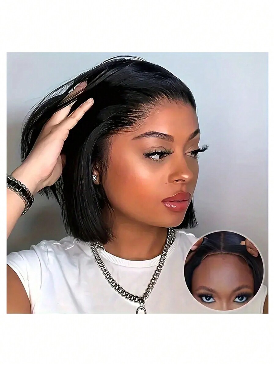 16inch All Ready Wig Glueless Bob Wig Human Hair Pre Plucked Pre Cut ...