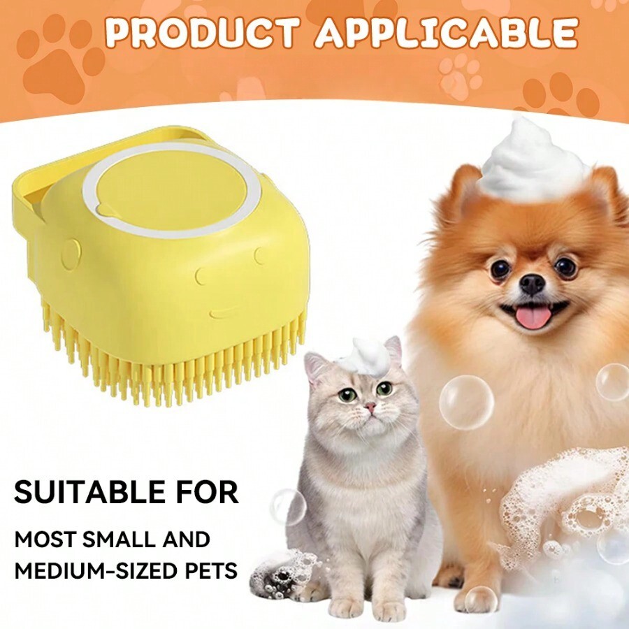 Dog Bathing Brush Pet Massage Brush Shampoo Dispenser Soft Silicone ...