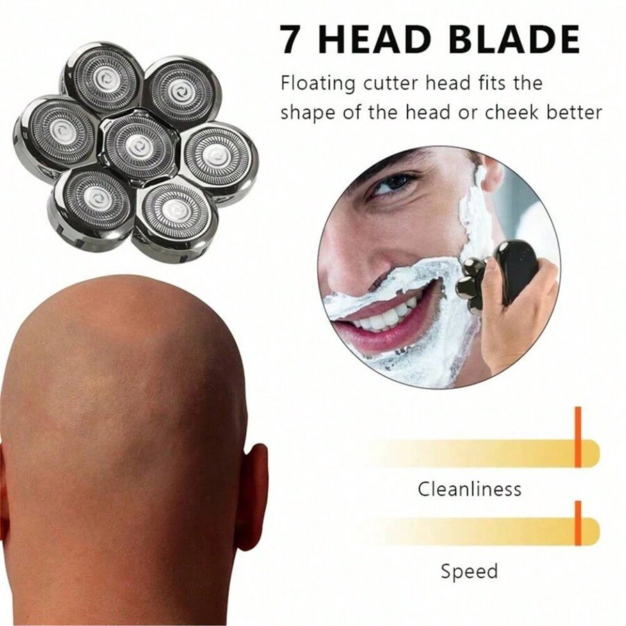 Men's Electric Shaver 7D Floating Head Rechargeable Shaving Nose Hair ...