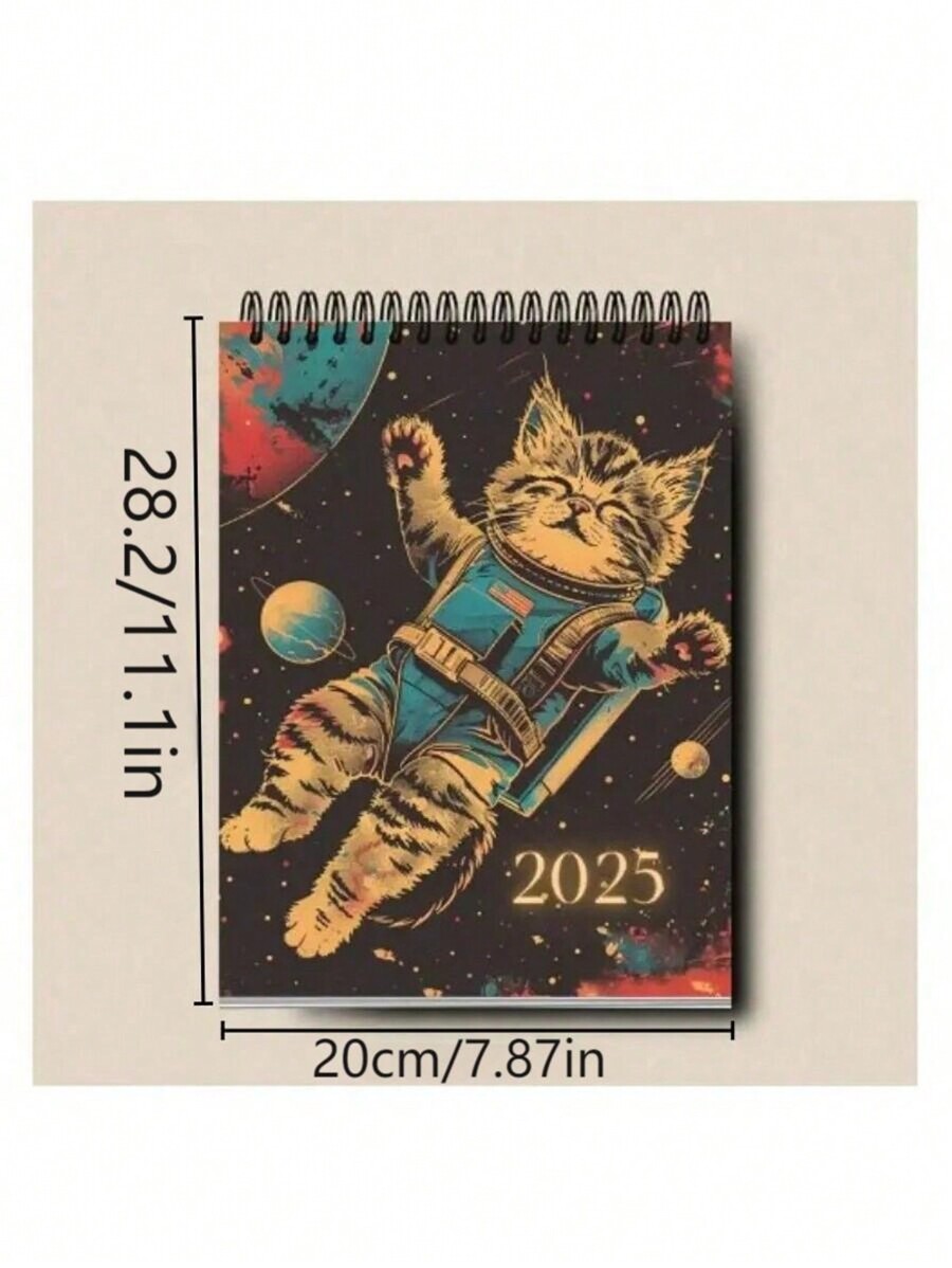 Happy New Year! 2025 Cute Space Cat Desktop Calendar - Adorable Kitten ...
