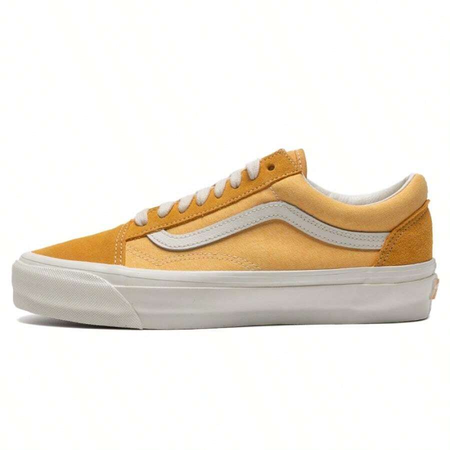 Vans Tênis de lona de cano baixo estilo retrô amarelo mostarda, unissex ...