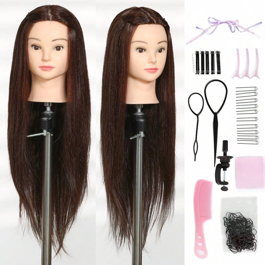 80% Human Hair Curly Wig Mannequin Head With Stand And Braiding ...