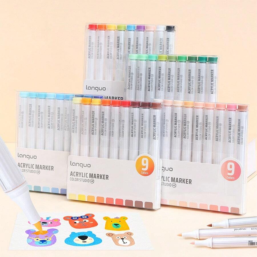 Blue Acrylic Marker Pens With Soft Nibs For Layered Color, Large ...