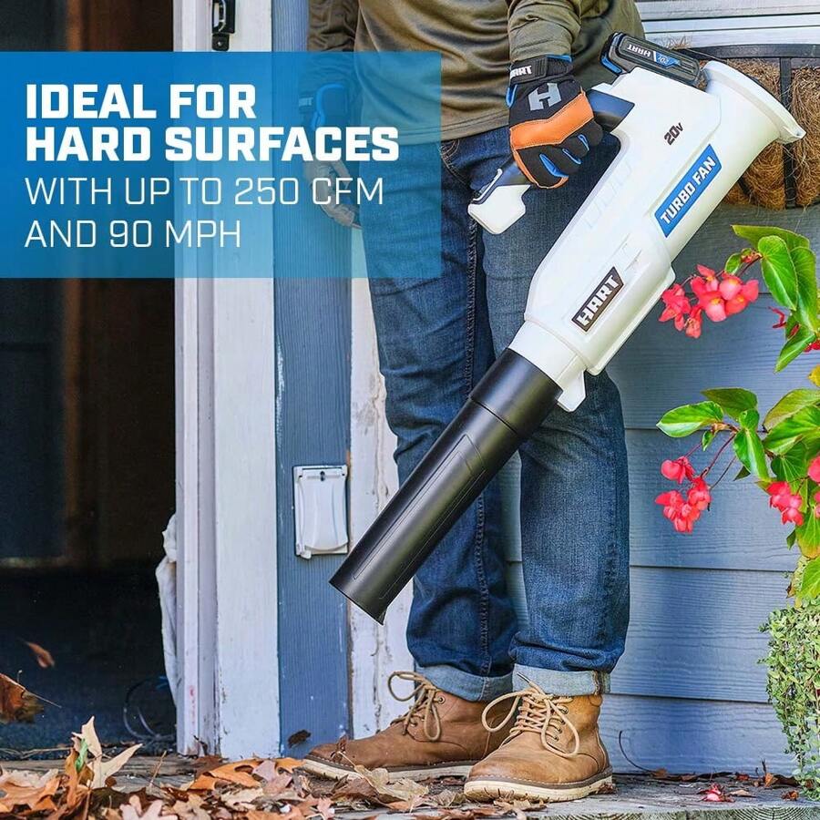 HART 20V 90 Mph At 250 CFM Cordless Axial Leaf Blower Kit, (1) 2.0Ah ...