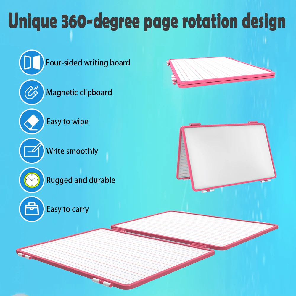 ALSMER 4 Sided Desktop Whiteboard Foldable Dry Erase White Board With ...