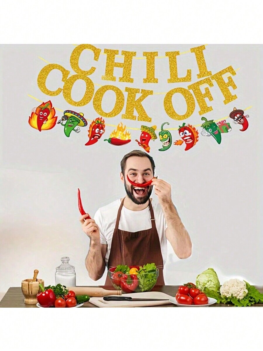 Chili Cook Off Banner Set Chili Contest Pennants With Chili Pattern ...