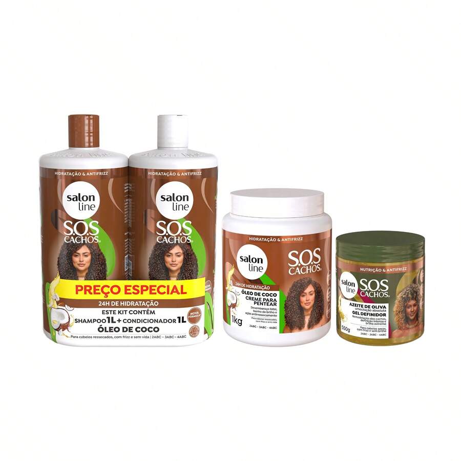 Salon Line Kit com Creme Para Pentear + Shampoo e Condicionador 1L ...