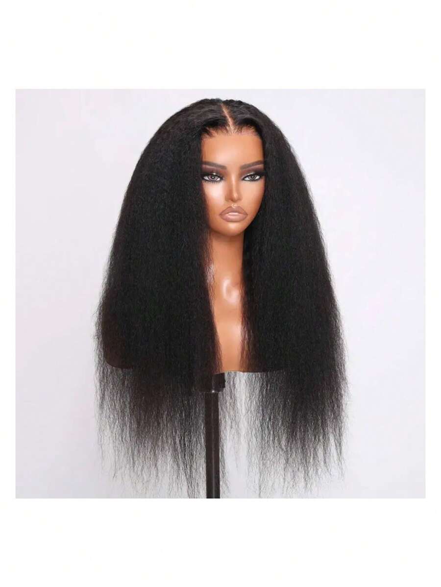 Perruque naturelle de 34 pouces sans colle, cheveux humains pré-plumés et pré-coupés, avec ...