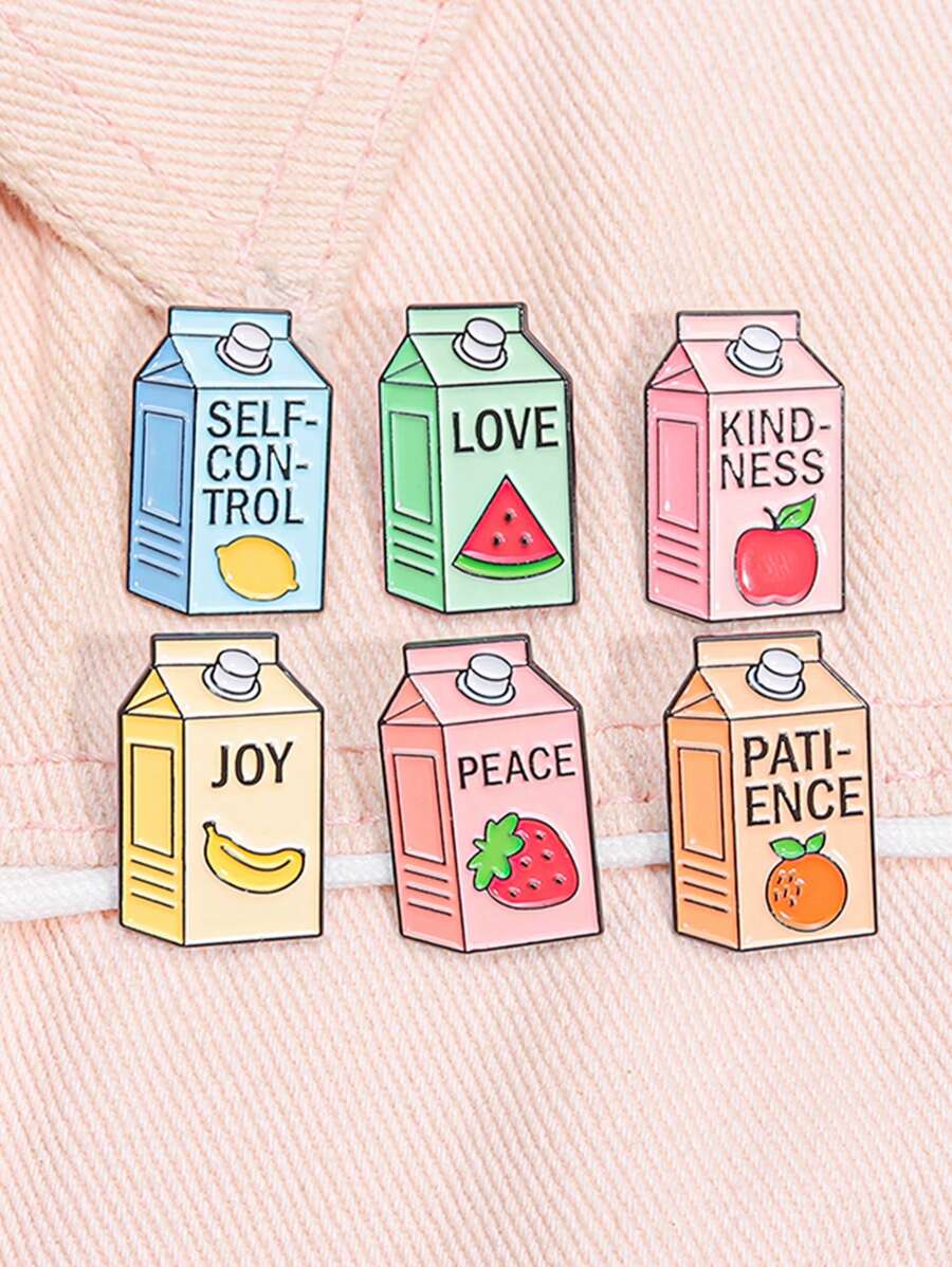 6pcs Fruit Juice Enamel Pins Custom Watermelon Strawberry Banana ...