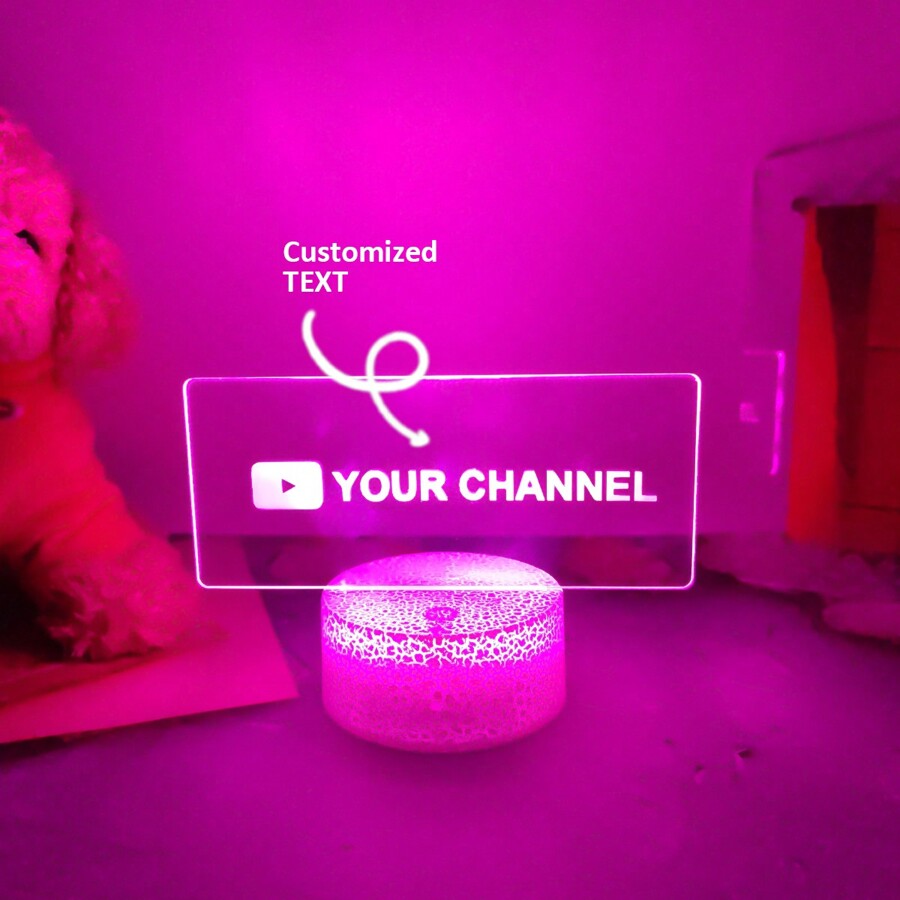 YouTuber Channel LED RGB Night Light Vlogger Gift Lamp GamerTag ...
