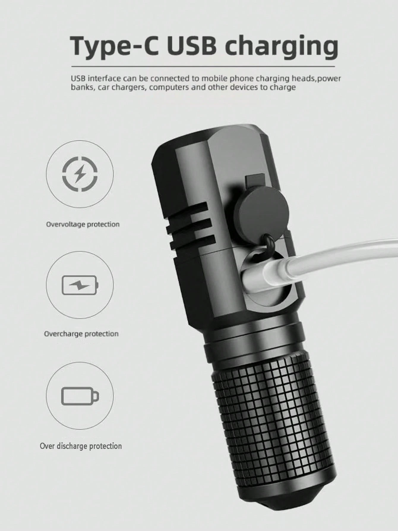 1PC Super Bright Mini LED Flashlight USB Rechargeable Zoom Tactical ...