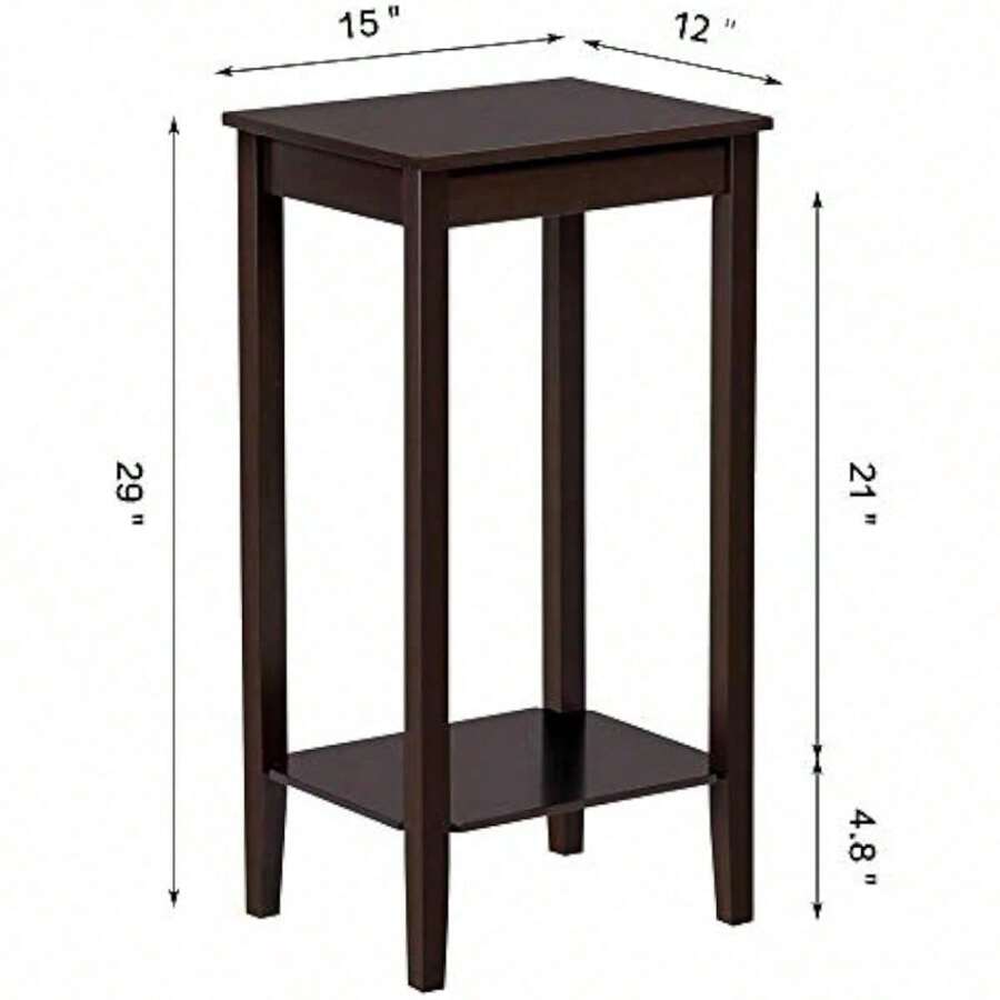 2 Tier Wood Tall End Table Sofa Side Snack Table Multipurpose Small ...