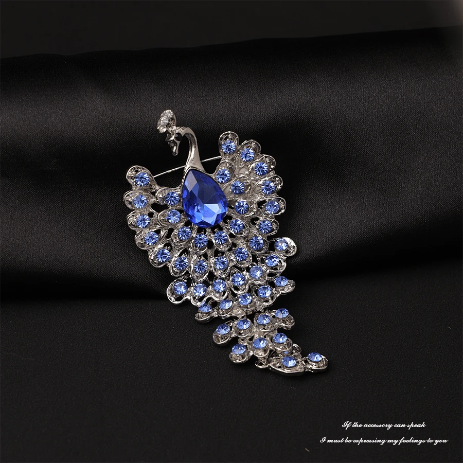 1pc Popular Anti Glare Peacock Chest Flower Pin Inlaid With Rhinestones ...