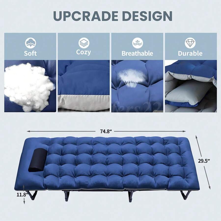 Camping Cot Adults Heavy Duty Portable Foldable Padded Sleeping Cot Bed Mattress Shein Uk