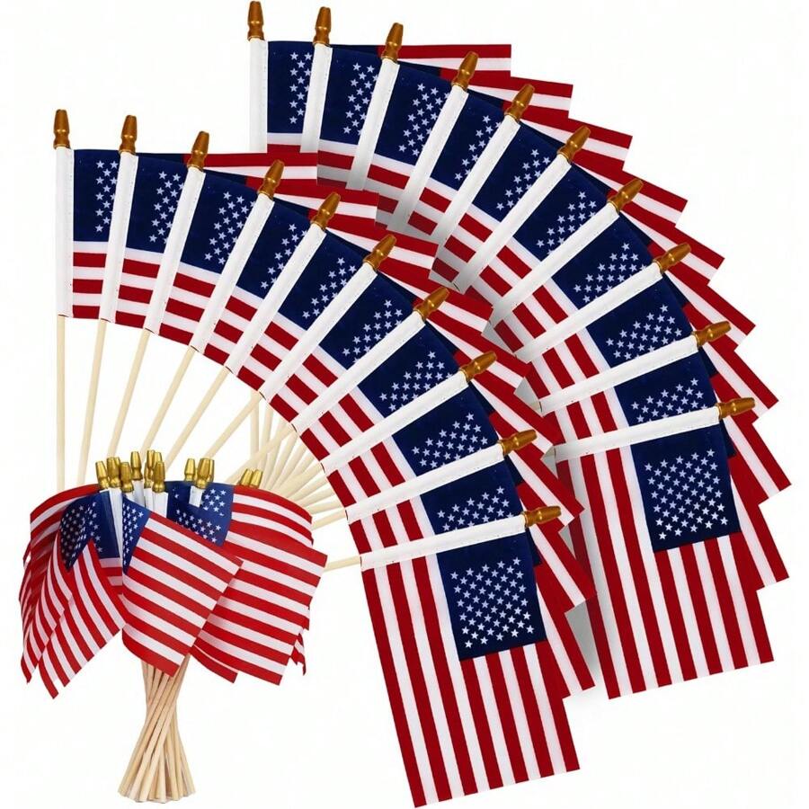10pcs American Flag Wands, Mini Handheld US Flag Wands With Safety ...