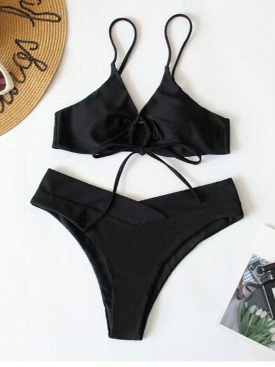 2025 New Solid Color Bikini Set, European & American Style Beach Pool ...