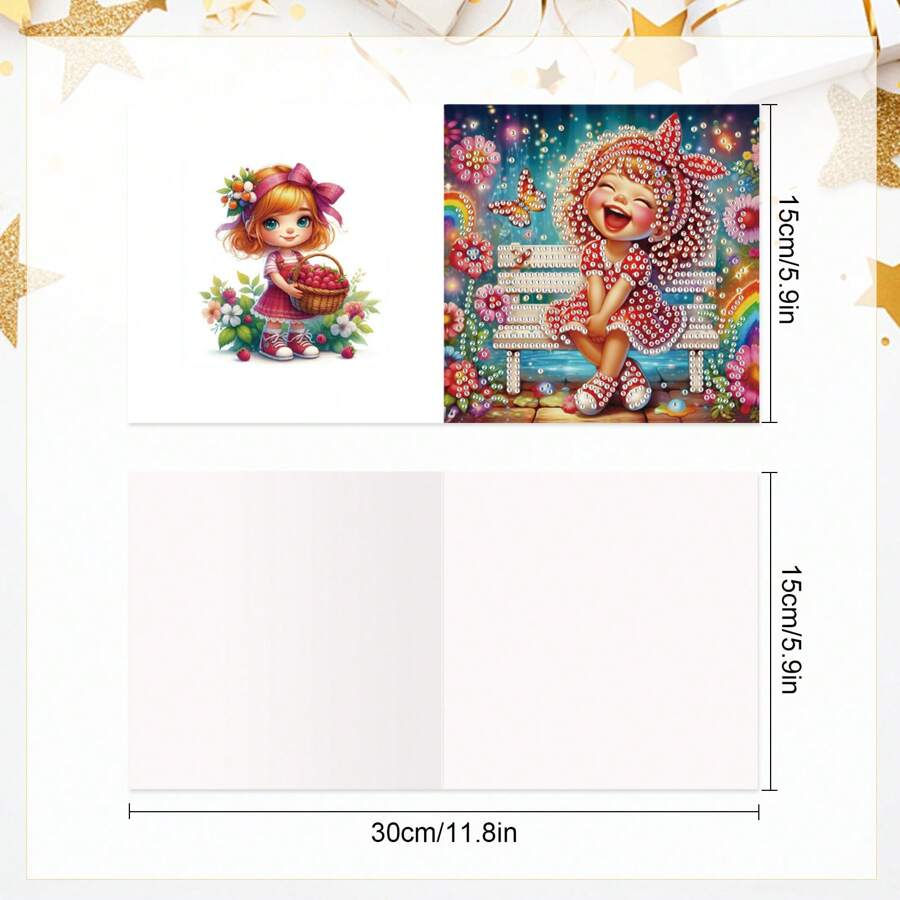 6-Pack DIY Diamond Painting Greeting Card Kit, Acrylic PMMA Asymmetric ...