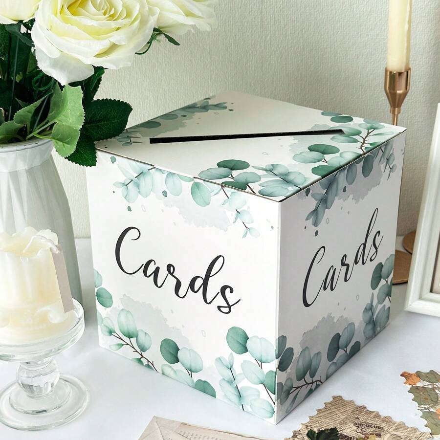 1pc Wedding Card Box With Slot, Cardboard Gift Card Box For Wedding Reception, DIY Wedding ...