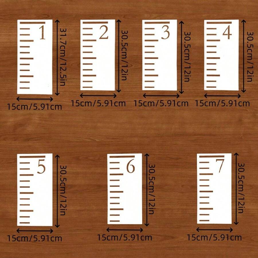 7 peças/conjunto de modelo de escala em polegadas, régua de plástico ...