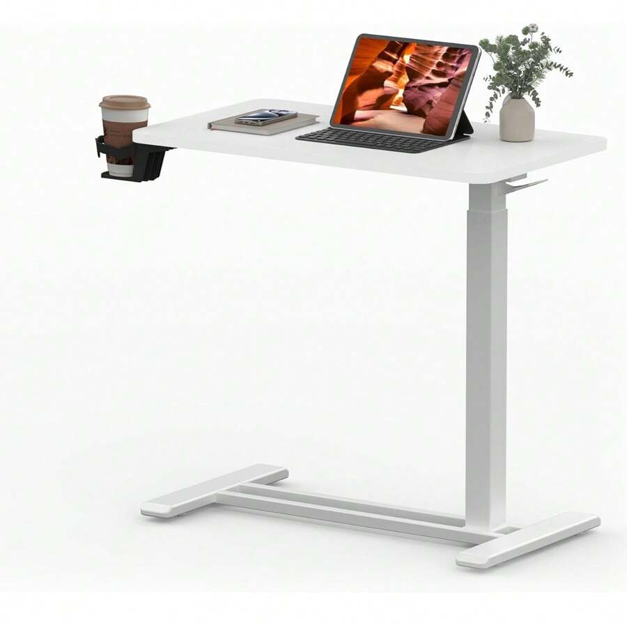 Medical Overbed Adjustable Bedside Table With Hidden Casters, Pneumatic ...