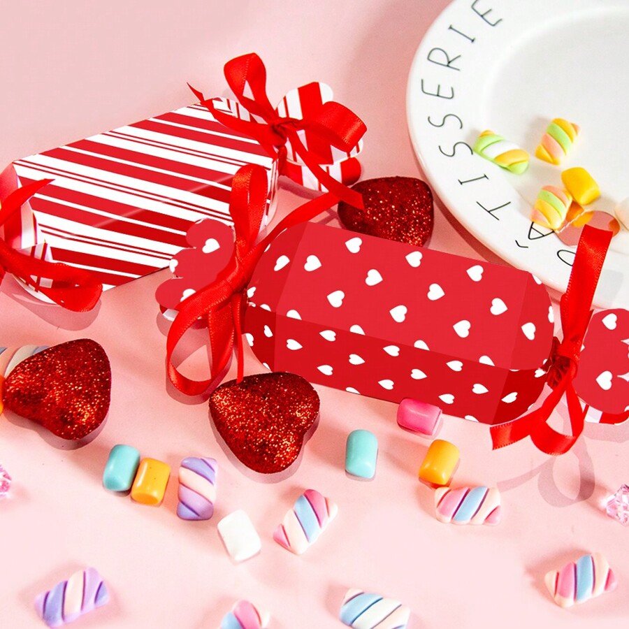 4/8PCS Valentine's Day Candy Paper Gift Boxes Valentines Day Heart ...