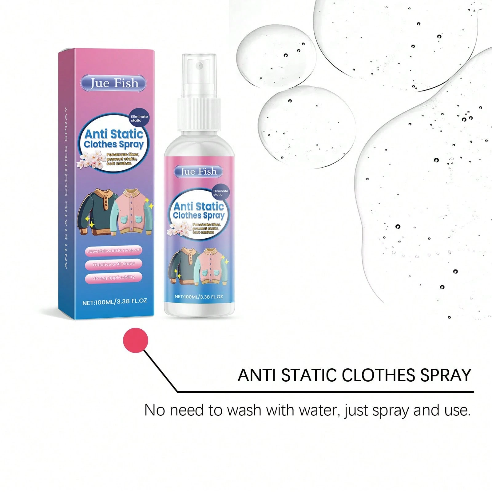 Anti-Static Clothing Spray, Softening, Wrinkle Reducing, Smooth Fabric ...