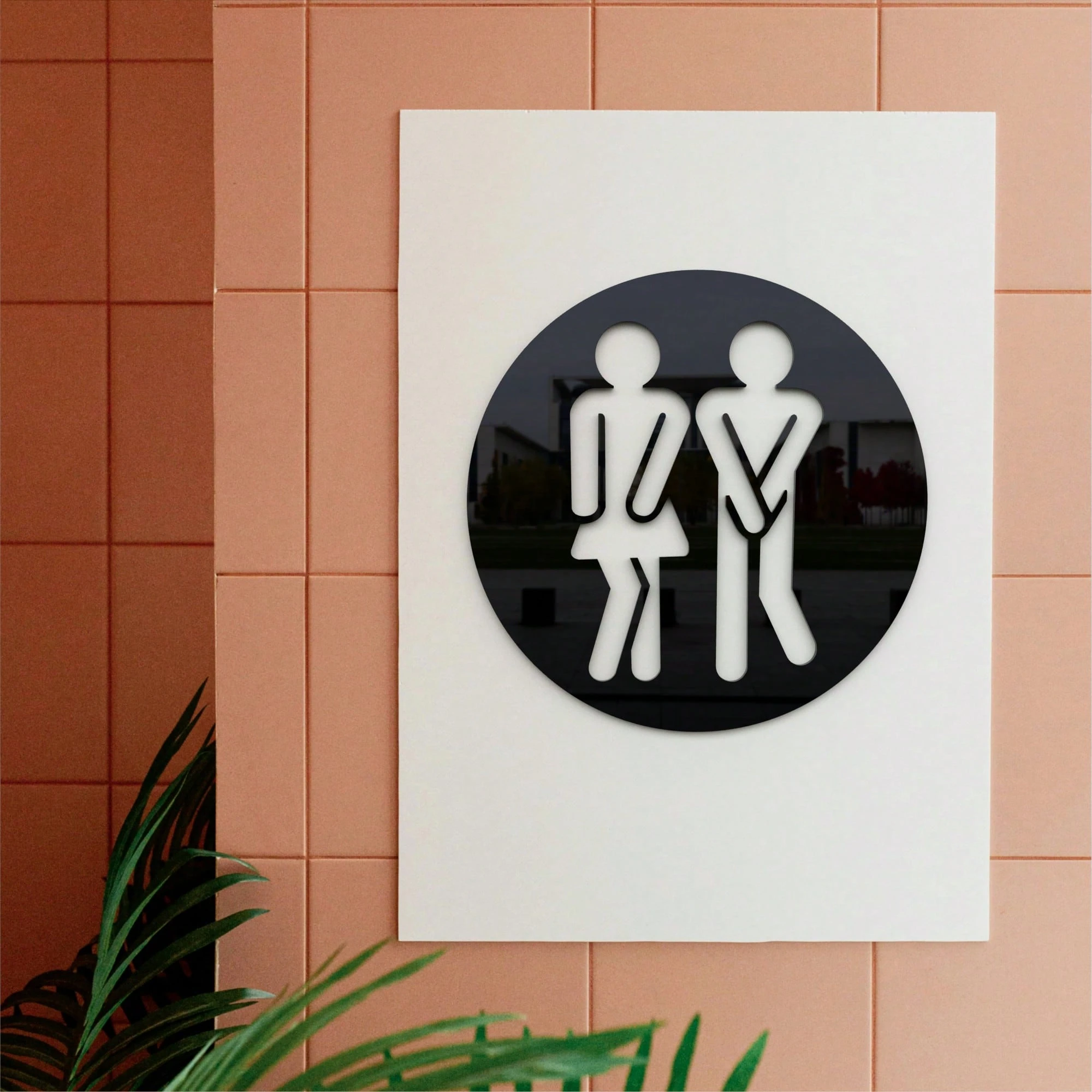 Acrylic Toilet Sign, Modern Popular Black Acrylic Disc Male And Female ...