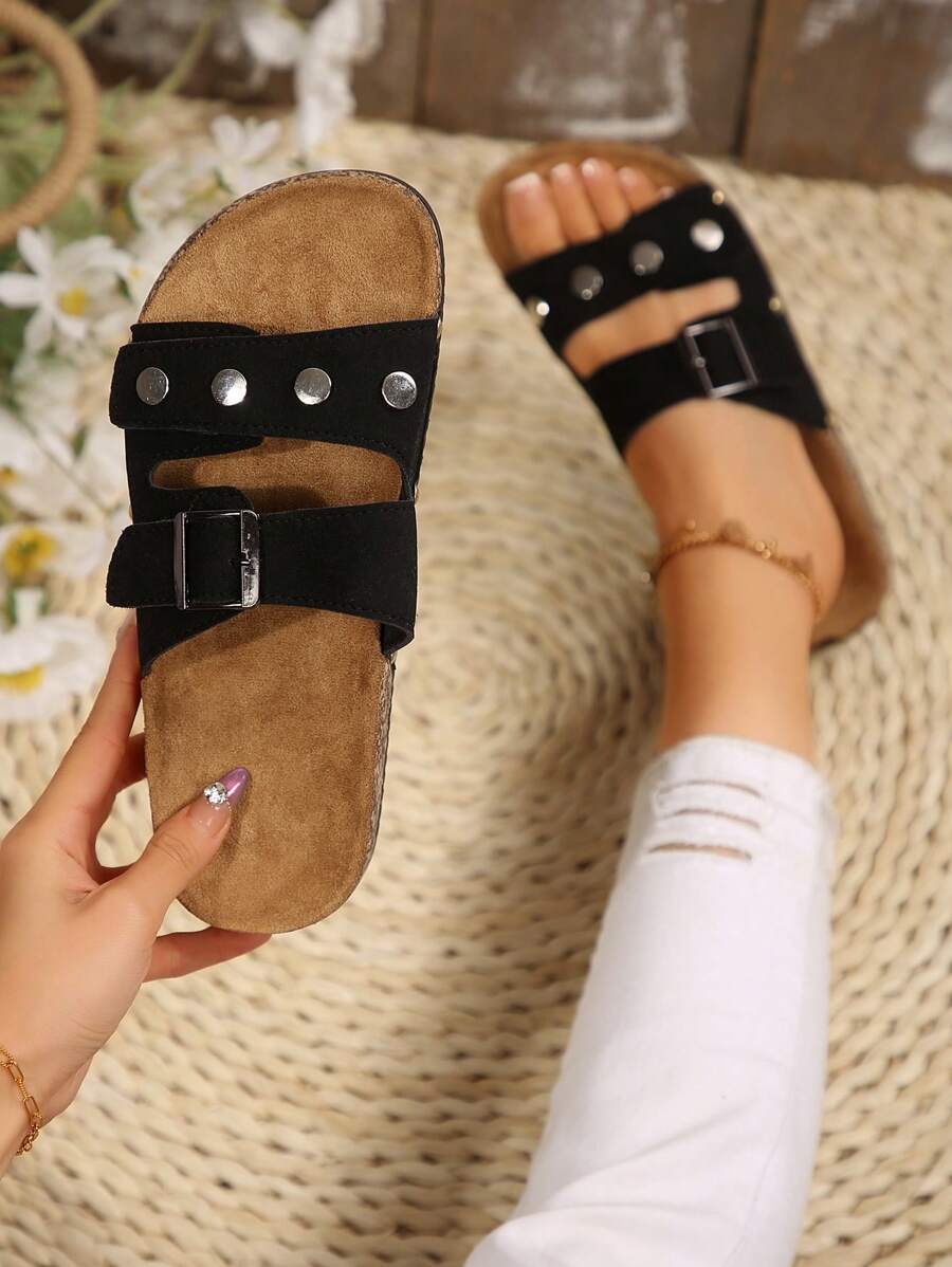 Summer Thick-Sole Soft Cork Beach Slippers, Net Celebrity Style Sandals ...