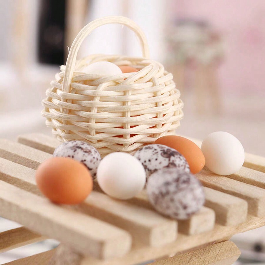 Miniature Food Toy Eggs, Mini Egg Models, Dollhouse Living Scene ...