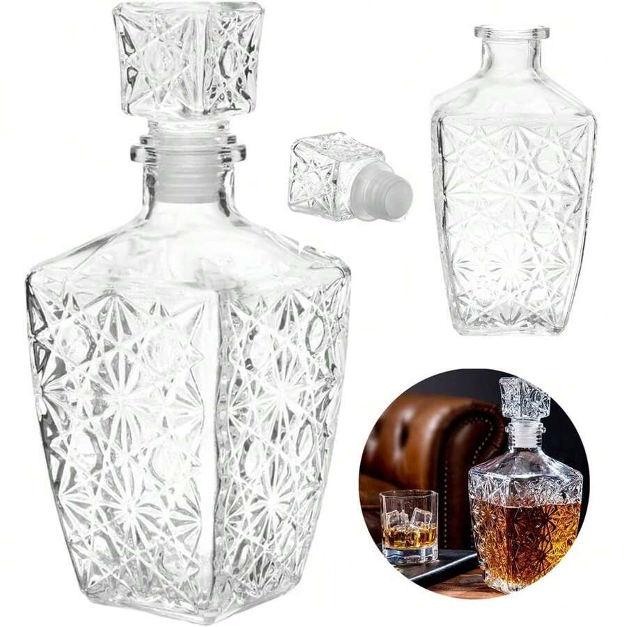 Set Of 6 Whiskey Glasses 273ml + 800ml Glass Bottle Whiskey Drink ...