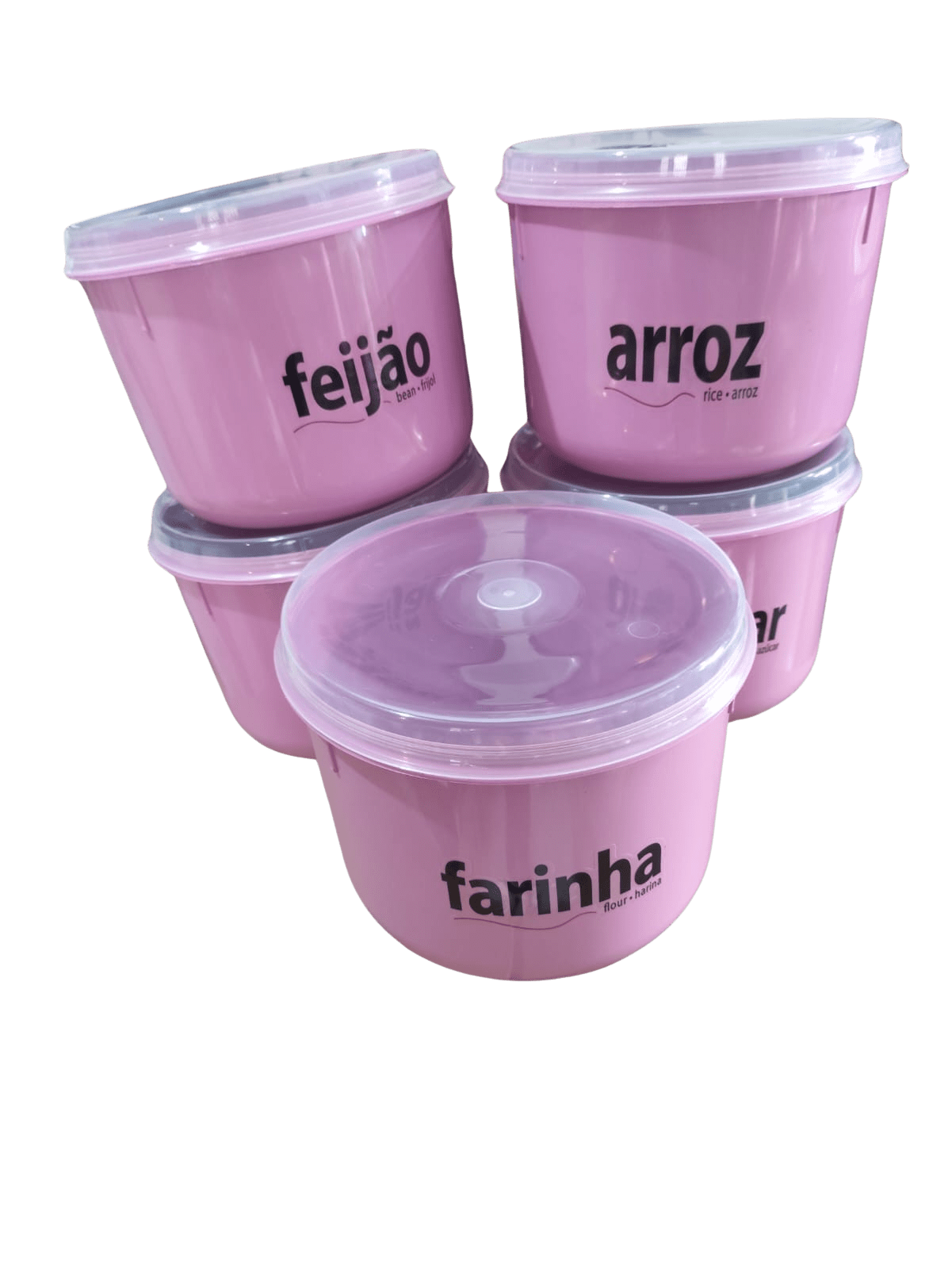 Food Storage Jars With Transparent Lid Food Set 5 Pieces Pink | SHEIN USA