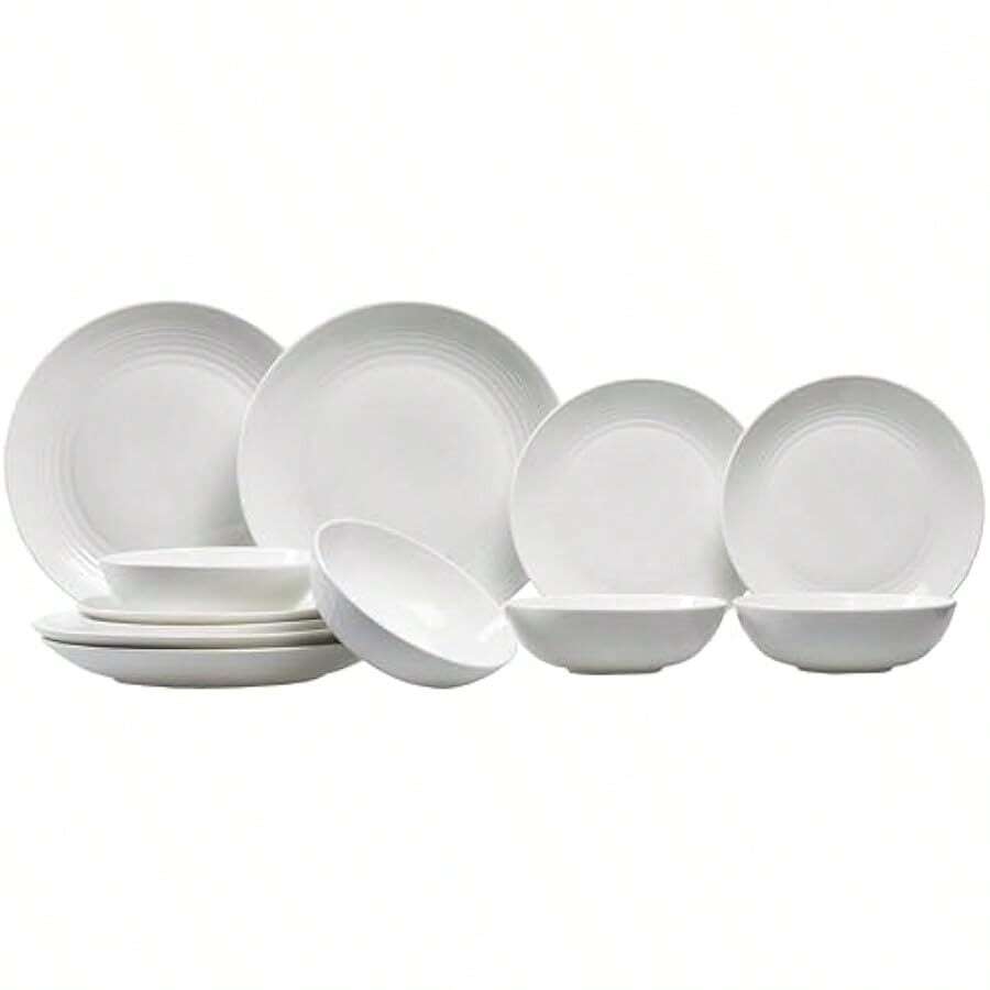 Maze White Stoneware Set Of 12 - Dinner Plates Side Plates And Cereal ...