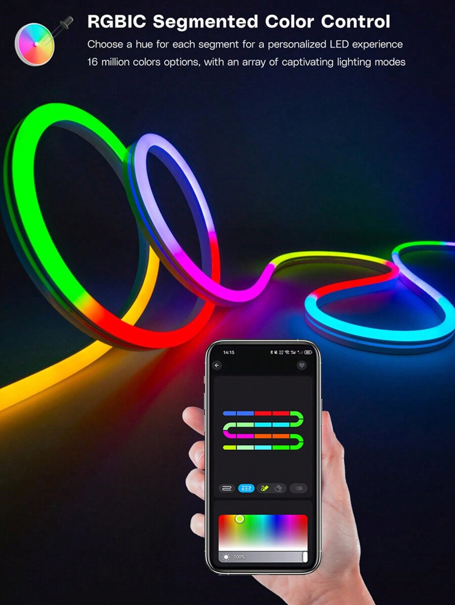 LED Strip Lights 3.28ft-16.4ft RGBIC Dreamcolor Chasing Effect With ...