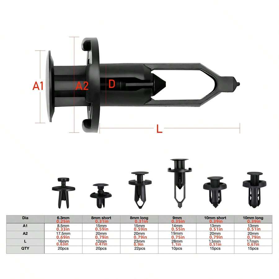 102PCS Bumper Retainer Clips, Car Plastic Rivets Fasteners Push ...