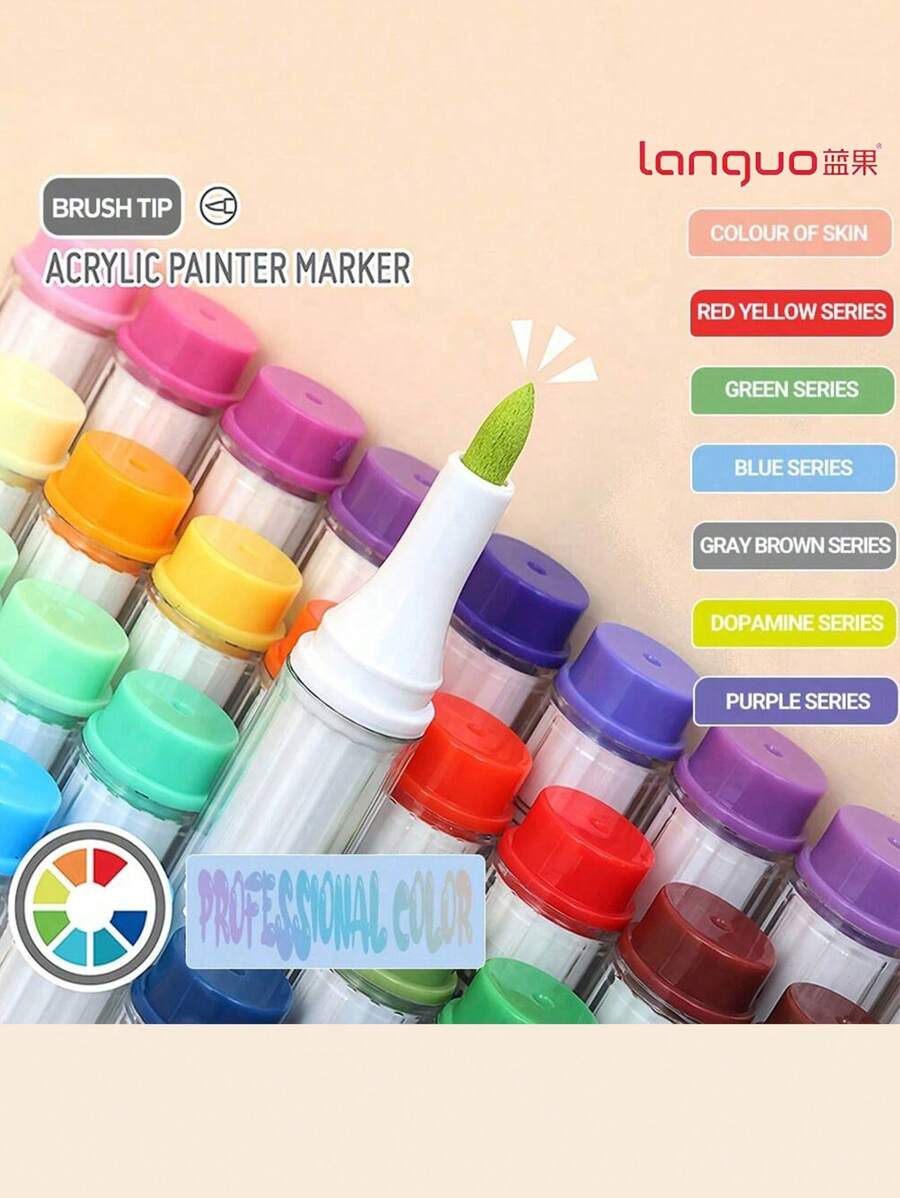 Languo 9 Color Acrylic Paint Marker,Flexible Head,Brightly Colored For ...