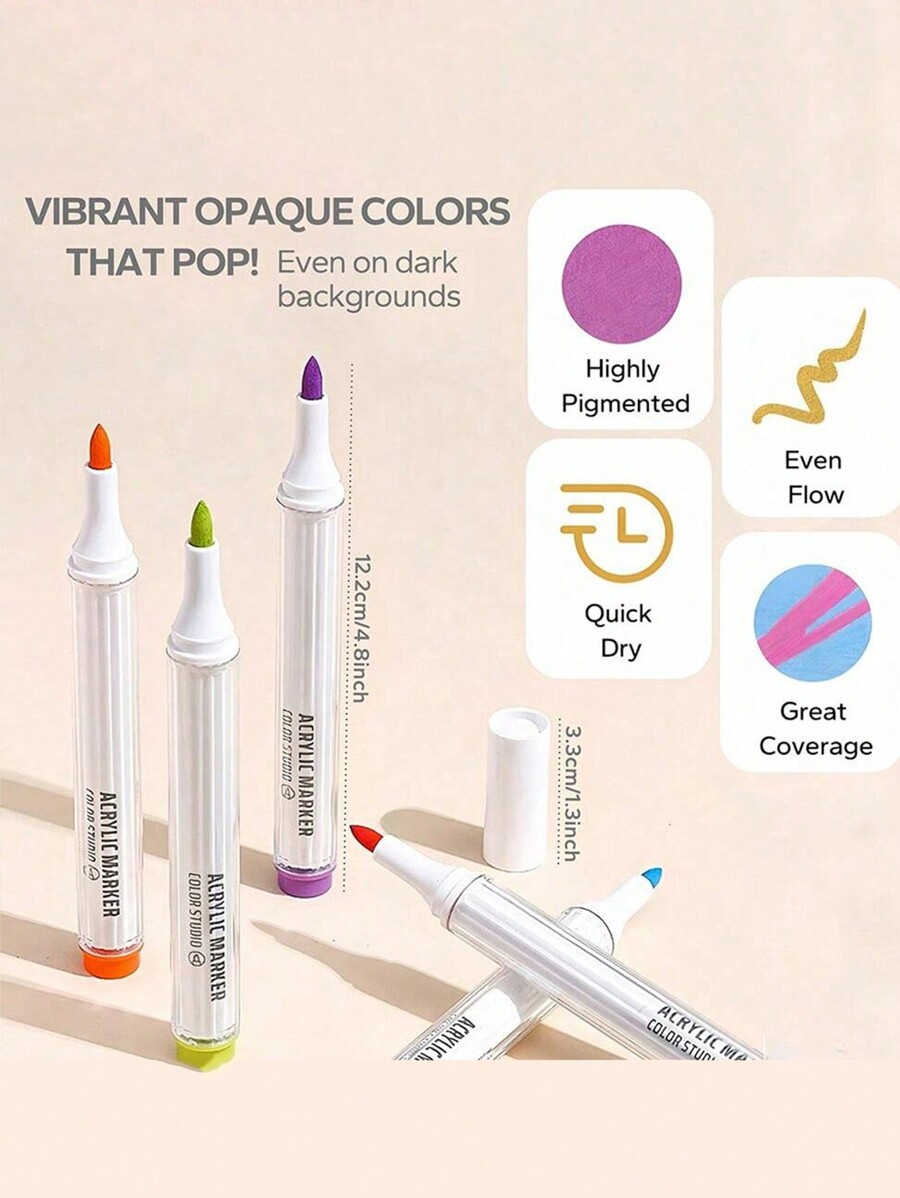 Languo 36 Color Acrylic Paint Marker,Flexible Head,Brightly Colored For ...