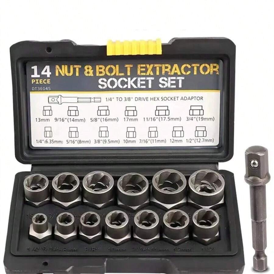 14 Pieces Impact Damaged Bolt Removal Tool & Nut Remover Set Alloy ...