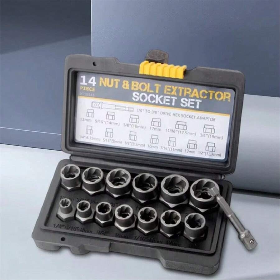 14 Pieces Impact Damaged Bolt Removal Tool & Nut Remover Set Alloy ...