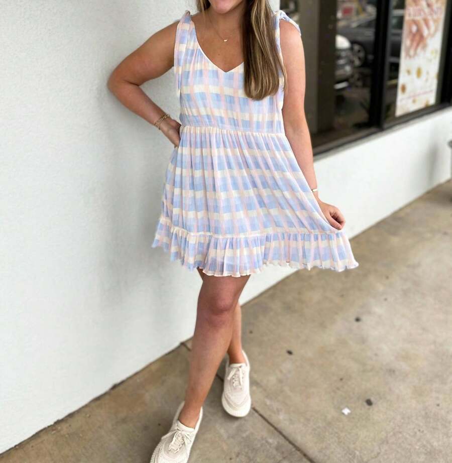 Meet Me In Santorini Check The Boxes Dress Multi Fashion Trend | SHEIN USA