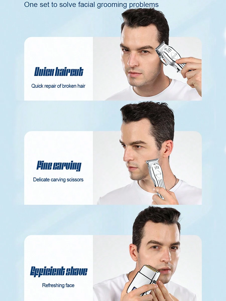 3 In 1 Professional Electric Hair Clipper And Shaver Set For Barber Men ...