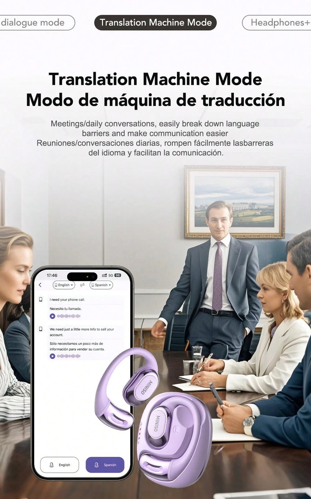 Miniso Auriculares inalámbricos MINISO AI Translation True Wireless OWS ...
