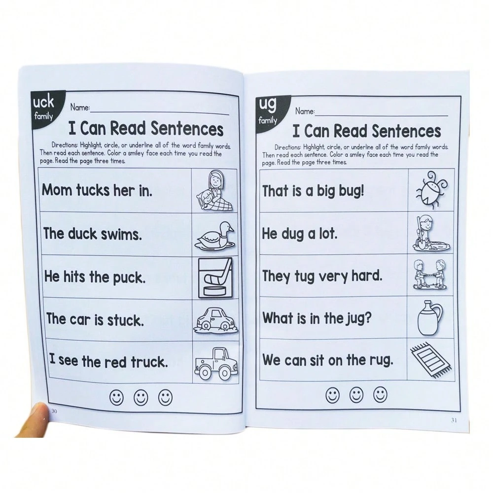 Phonics Educational Workbook I Can Read Sentences Children Learning ...