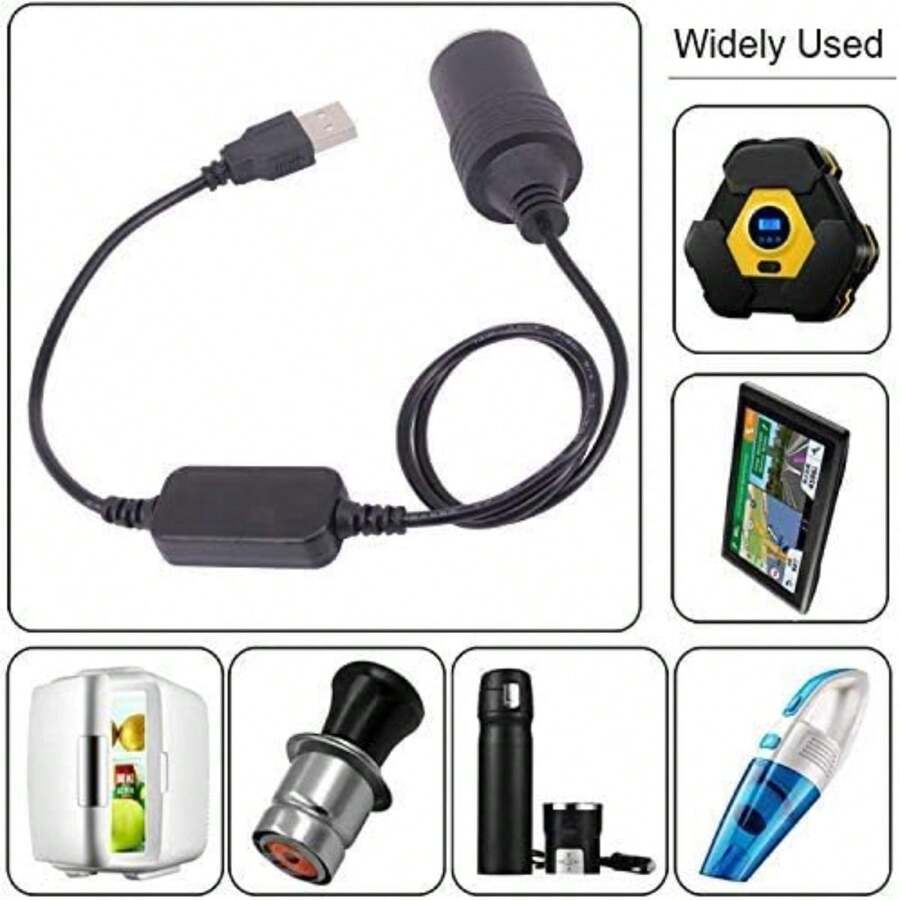 5V USB To 12V Car Cigarette Lighter Socket Female Converter Adapter Cord For Car Cigarette ...