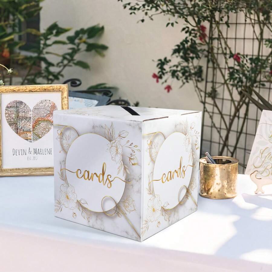 1pc Wedding Card Box With Slot, Cardboard Gift Card Box For Wedding Reception, DIY Wedding ...