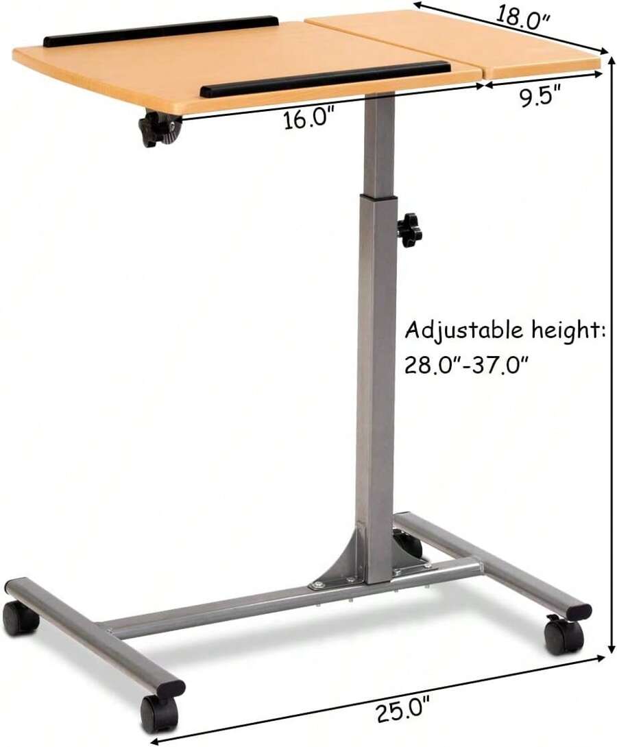 Rolling Laptop Desk Overbed Table, Mobile Desk Cart, Angle & Height ...