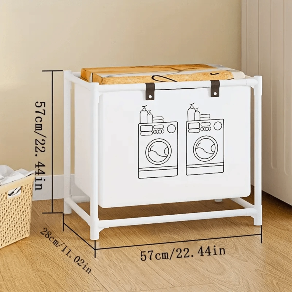 Single Tier Laundry Basket Foldable Steel Dirty Clothes Storage And ...