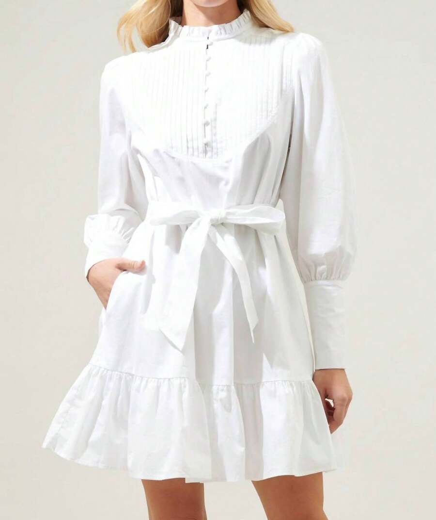 SUGARLIPS Beacher Pintuck Shift Dress White Fashion | SHEIN Nederland