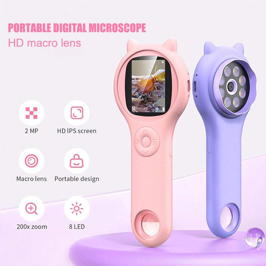 200X Portable Digital Mini Microscope, Portable Handheld Magnifier ...