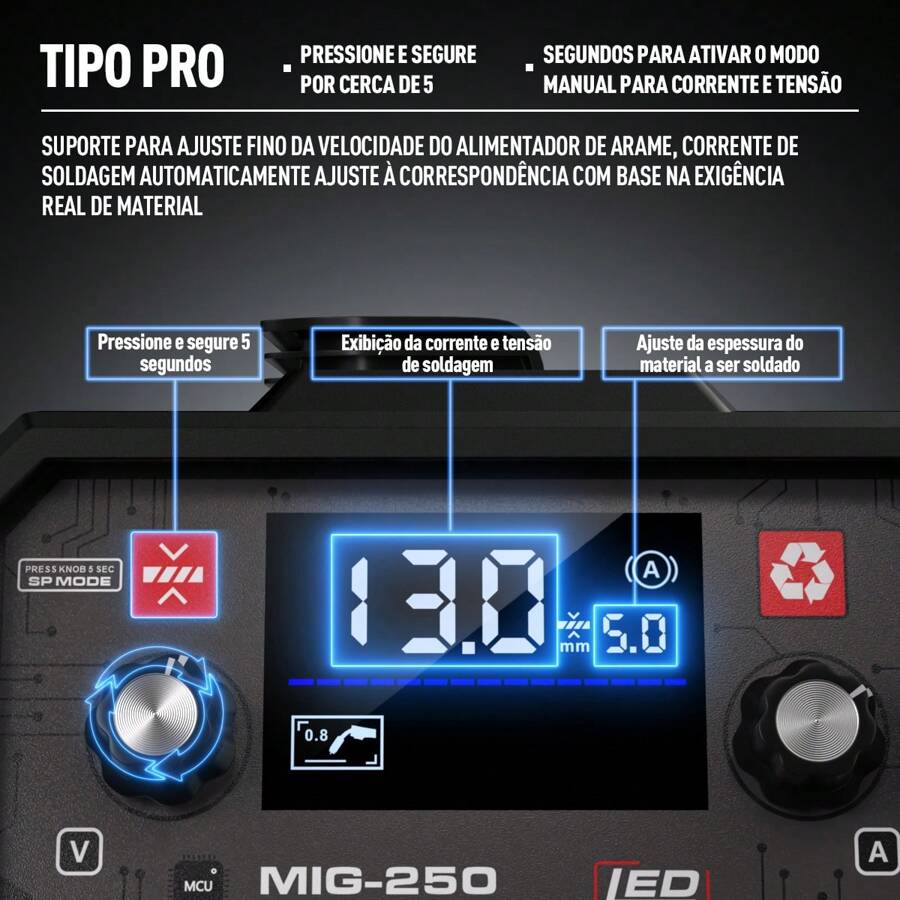 ANDELI Mig Welding Machine Without/Gas 140A 110V/220V MIG-250MINI LED ...