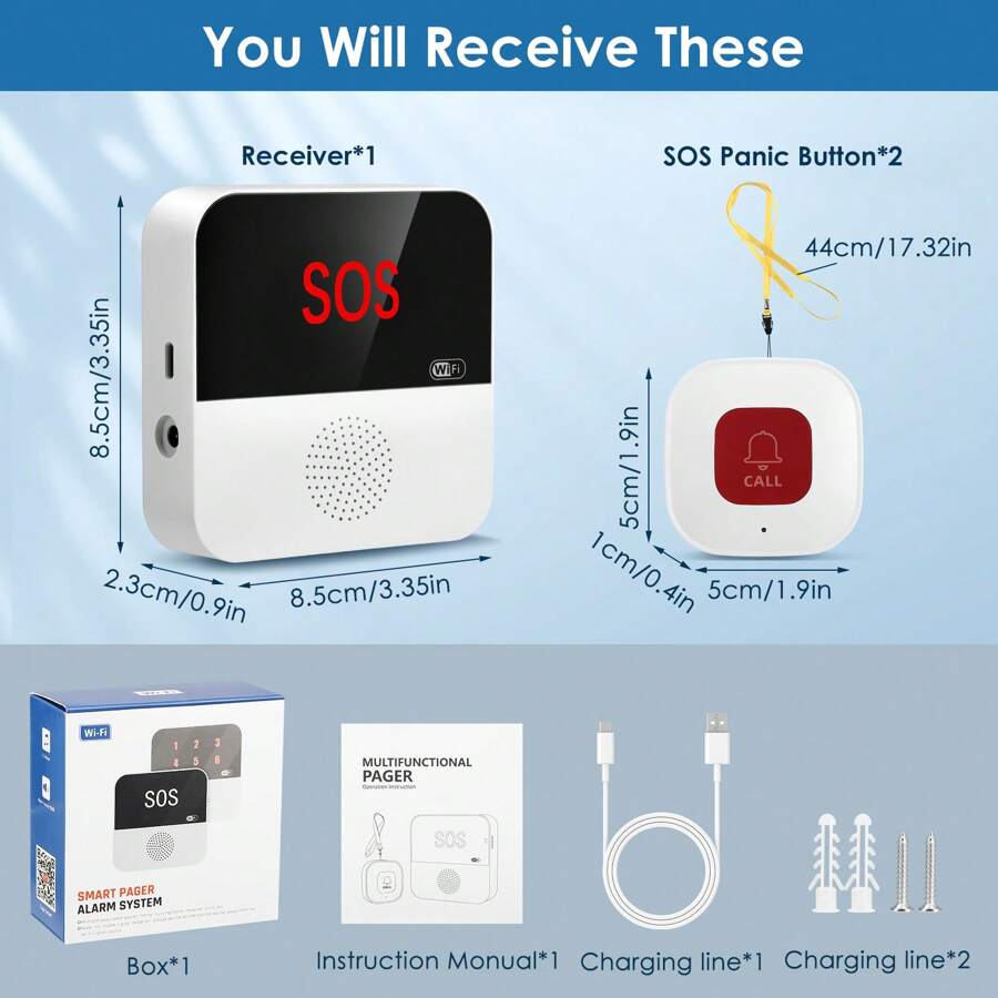 Wireless Personal Alarms For Elderly: Caregiver Pager, SOS Call Button ...